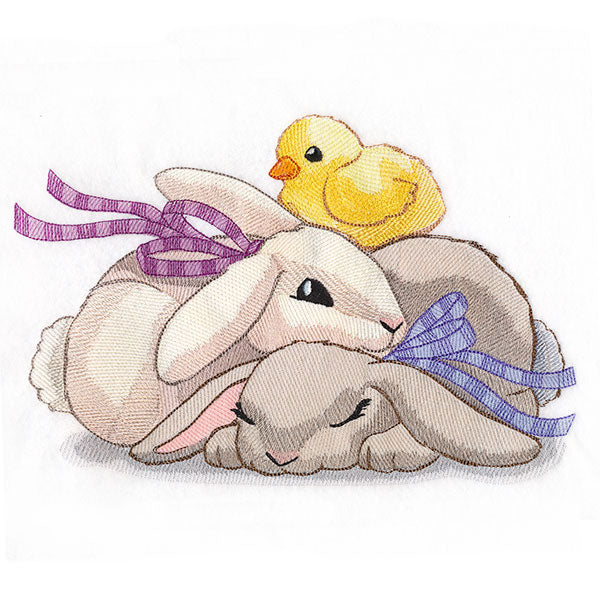 Cuddling Bunnies & Chick Easter Stack – Embroidery Library