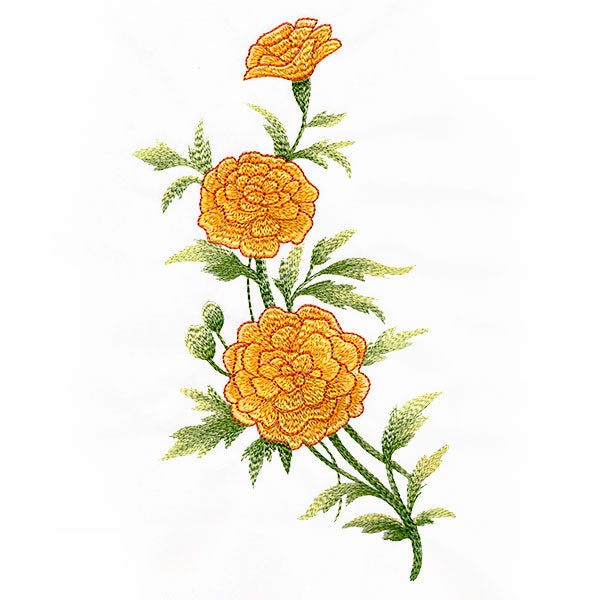 Stunning Summer Marigolds Spray – Embroidery Library