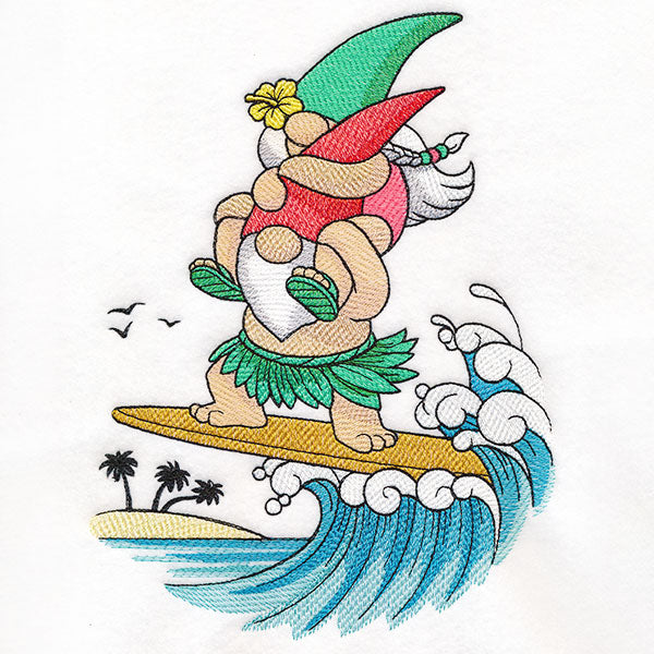 Surfing the Tropics Aloha Gnomes – Embroidery Library