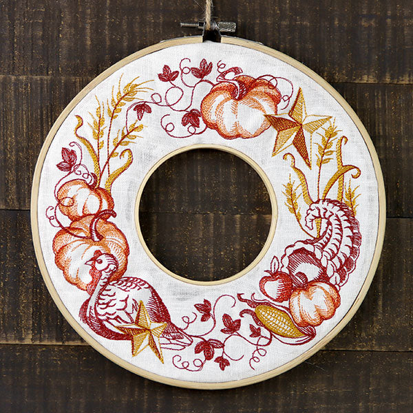 Festive Harvest Fall Wreath – Embroidery Library
