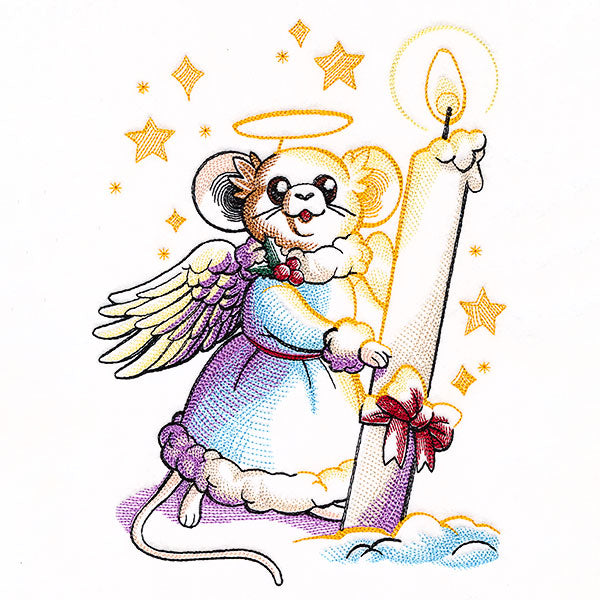 Christmas Angel Mouse with Candle – Embroidery Library