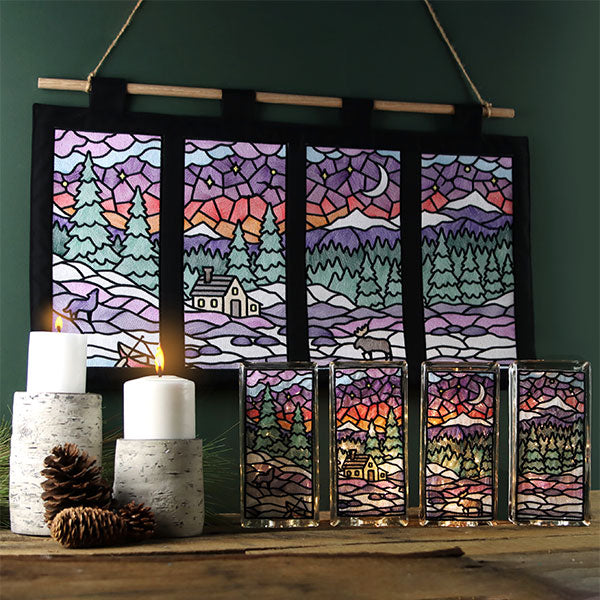 Stained Glass Winter Landscape Panel 2 – Embroidery Library