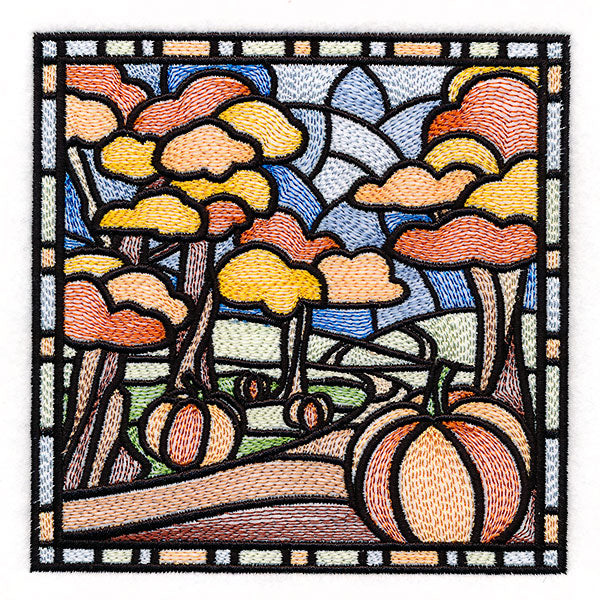 Four Seasons Stained Glass Square - Fall – Embroidery Library