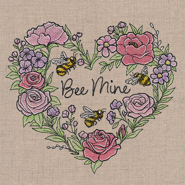 Bee Mine Buzzing Blossoms Heart – Embroidery Library