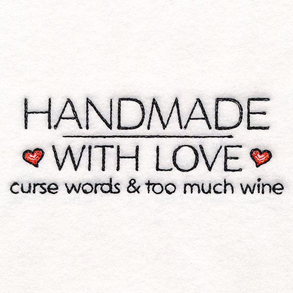 Handmade with Love Curse Words & Wine Label – Embroidery Library