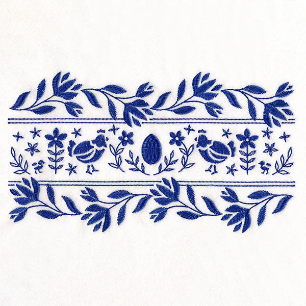 Folk Flowers Chicken Border – Embroidery Library