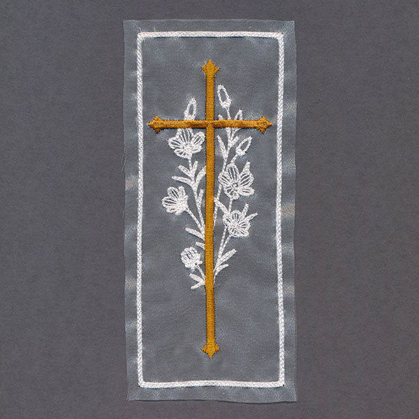 Botanical Cross Bookmark (Organza) – Embroidery Library