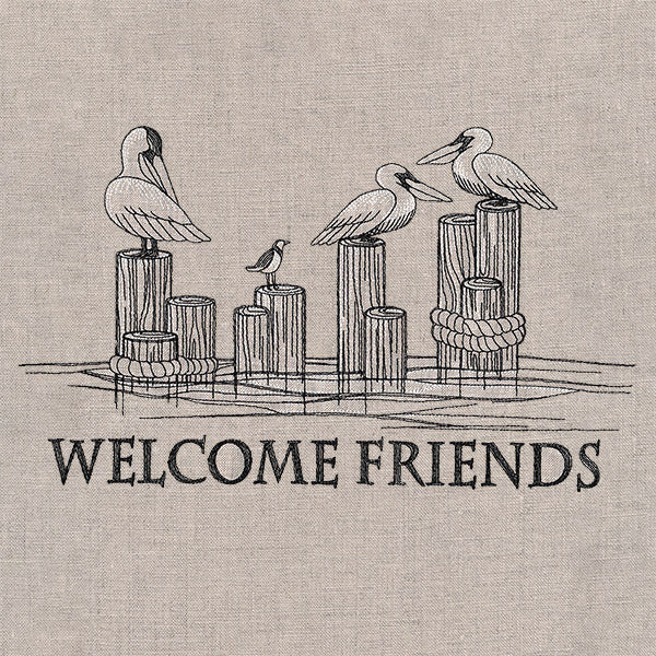 Welcome Friends Pelican Sign – Embroidery Library