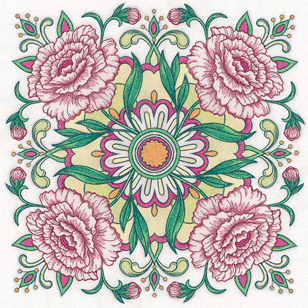 Peony Mandala Quarter – Embroidery Library