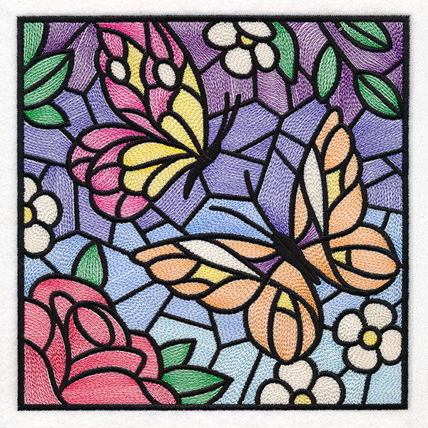 Stained Glass Butterfly Garden Square 1 – Embroidery Library