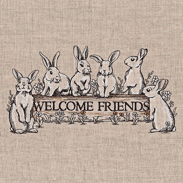 Welcome Friends Bunny Sign – Embroidery Library