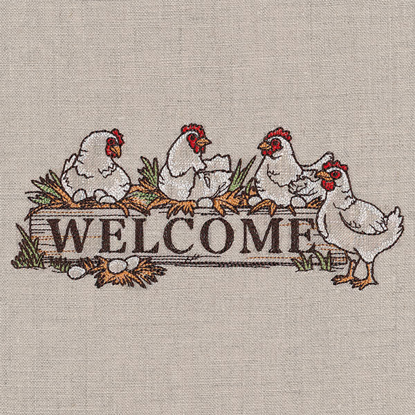 Welcome Chicken Sign – Embroidery Library