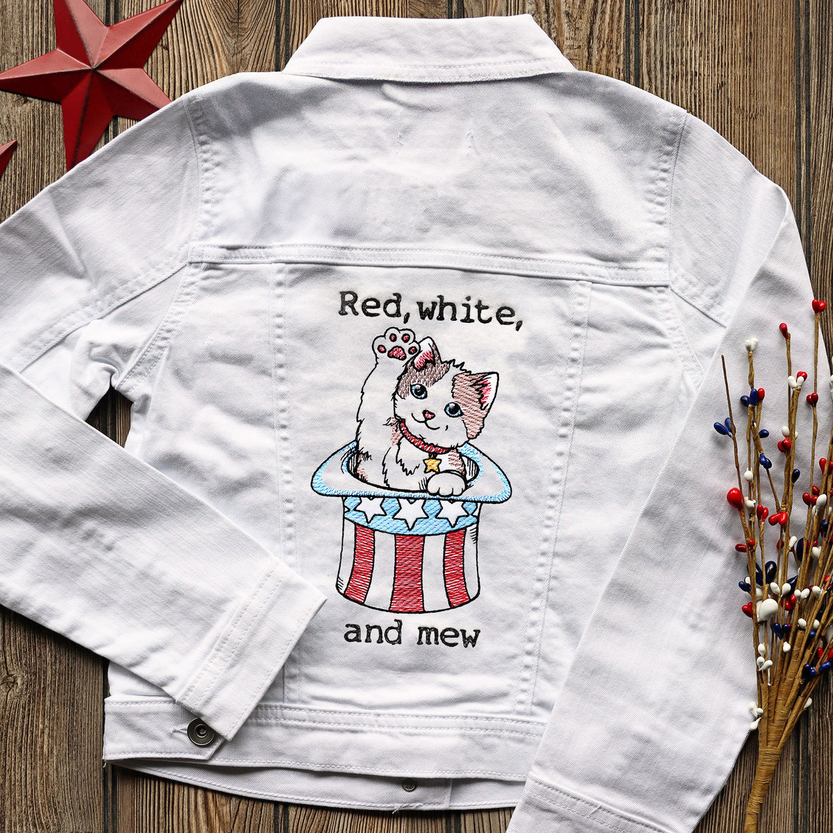 Red, White & Mew – Embroidery Library