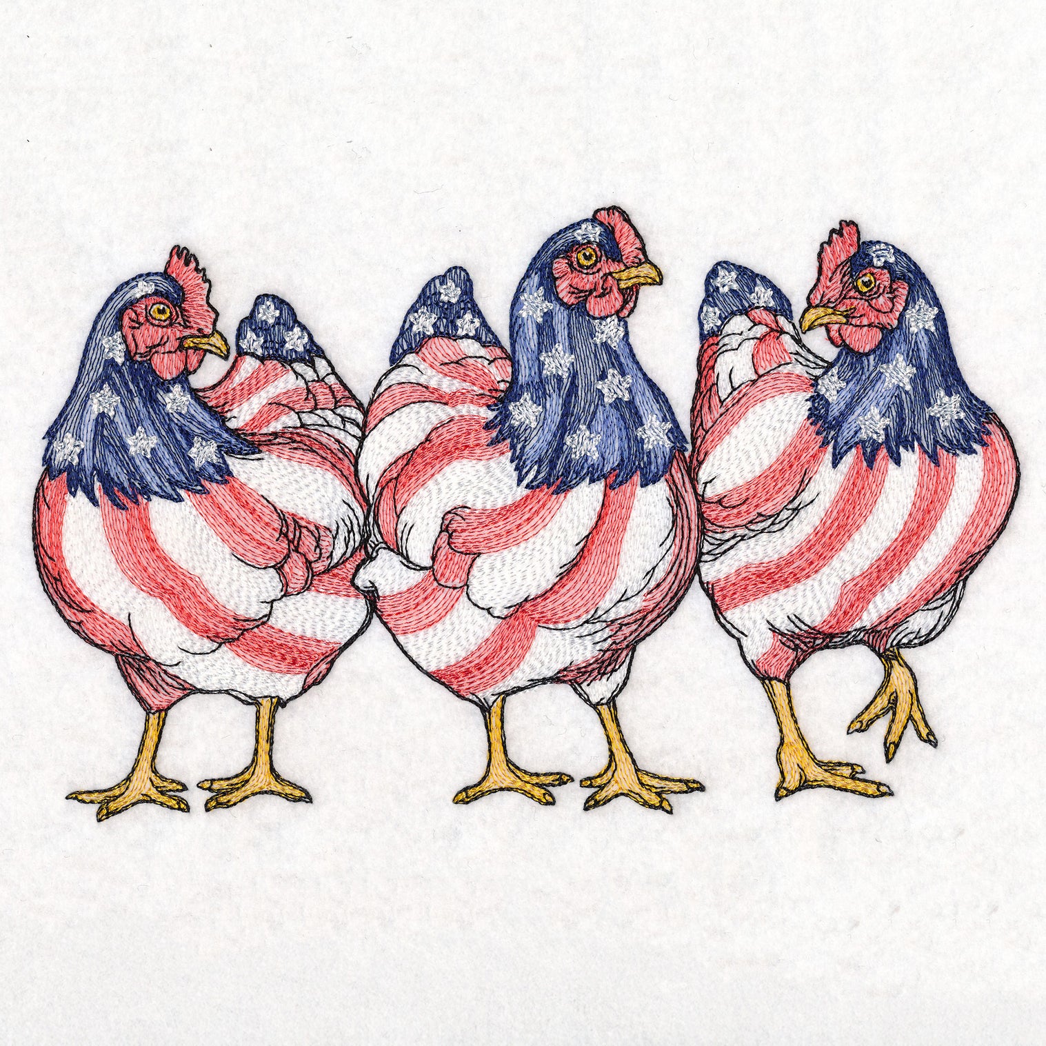 Patriotic Chicken Trio – Embroidery Library