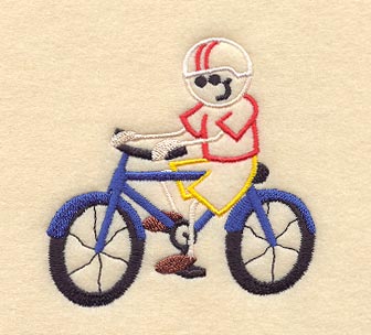 Stick Figure Boy on Bike – Embroidery Library