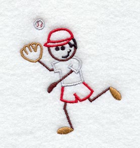 Stick Figure Baseball Catcher – Embroidery Library