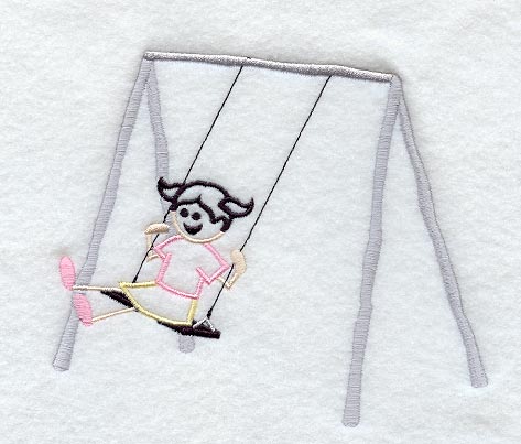 Stick Figure Girl On Swing – Embroidery Library