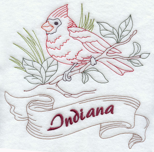 Indiana - Cardinal (Redwork) – Embroidery Library