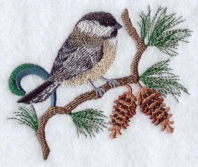 Maine Chickadee and Pine Cone Medley – Embroidery Library