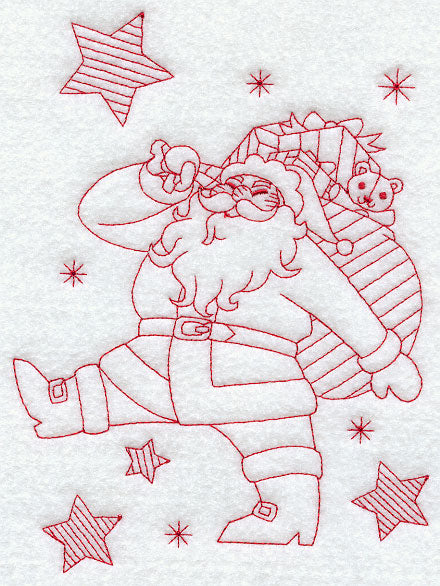 Santa Delivers Toys (Redwork) – Embroidery Library