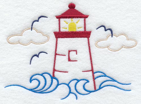 Lighthouse with Waves – Embroidery Library