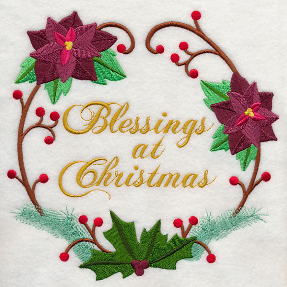 Blessings at Christmas Wreath – Embroidery Library