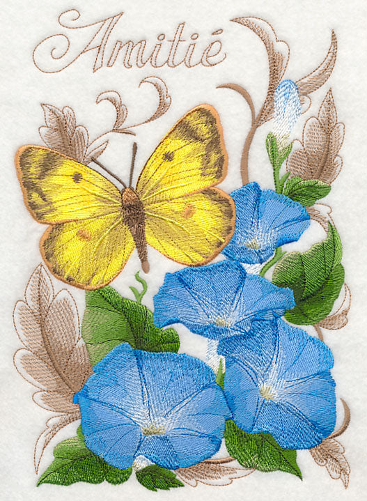 Clouded Yellow Butterfly and Morning Glories – Embroidery Library