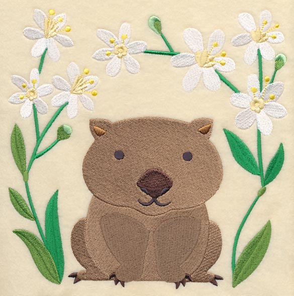 Wombat and Pretty Grass-flag – Embroidery Library