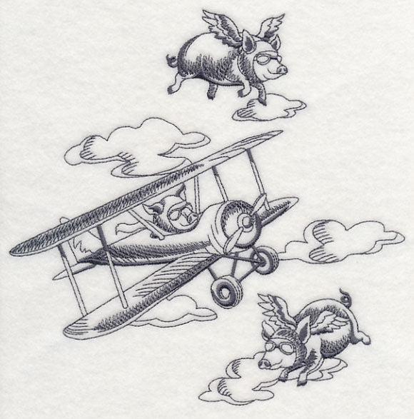 Flying Pigs and Plane – Embroidery Library