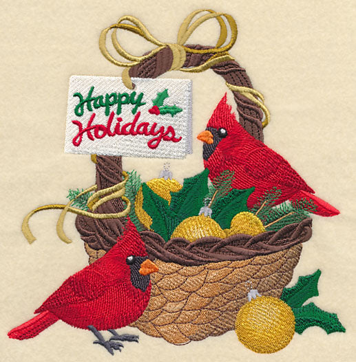 Cardinals Happy Holidays – Embroidery Library