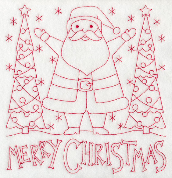 Merry Christmas Santa (Redwork) – Embroidery Library