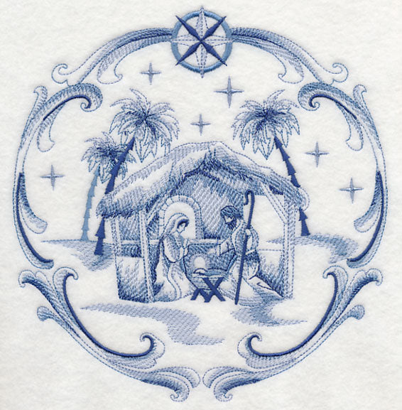 Delft Blue Nativity Holy Family – Embroidery Library
