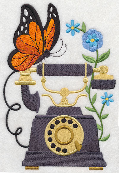 Telephone with Butterfly – Embroidery Library