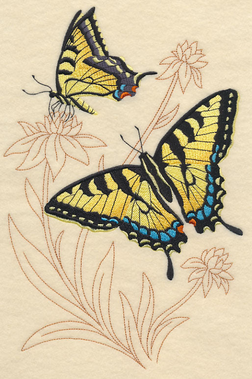 Tiger Swallowtail on Delicate Flower – Embroidery Library