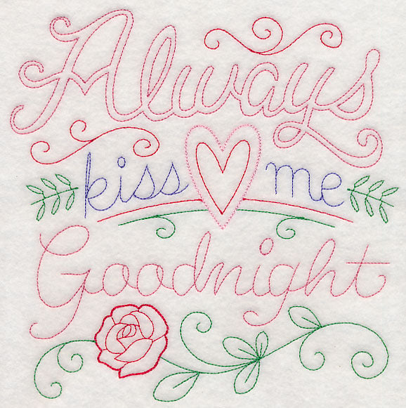 Always Kiss Me Goodnight Square (Vintage) – Embroidery Library