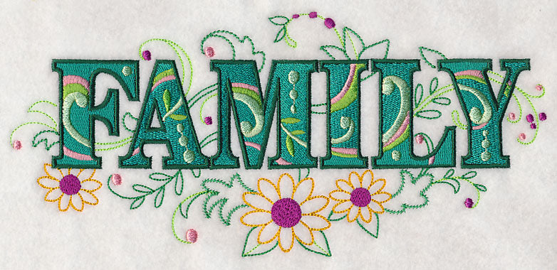 Family with Vintage Flower Fade – Embroidery Library