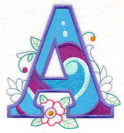 Vintage Flower Fade Letter A - 6 Inch – Embroidery Library