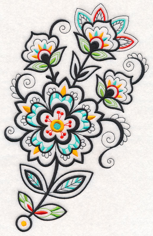 Flower Fancy Spray (Blackwork) – Embroidery Library