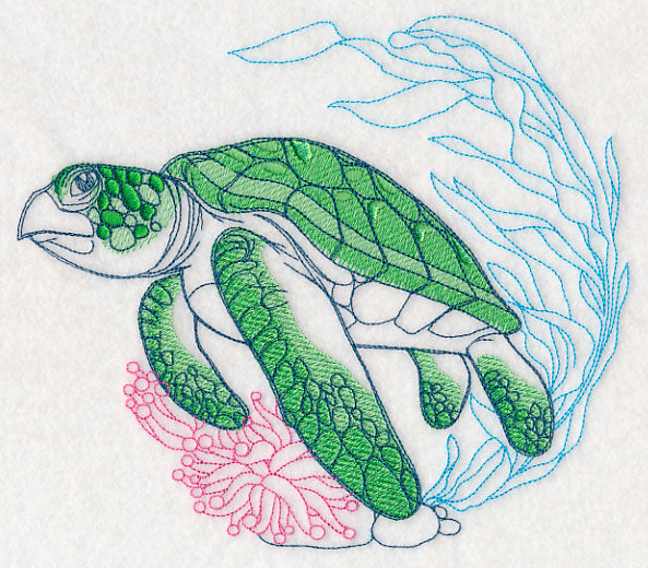 Undersea Sea Turtle Etching – Embroidery Library