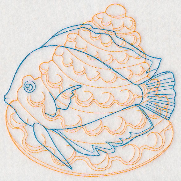 Underwater Discus Fish Medallion – Embroidery Library