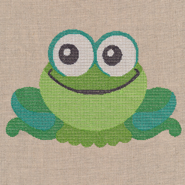Wide-Eyed Baby Boy Frog (Cross Stitch) – Embroidery Library