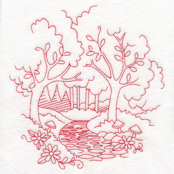 Enchanted Fairy Tale - Forest (Redwork) – Embroidery Library