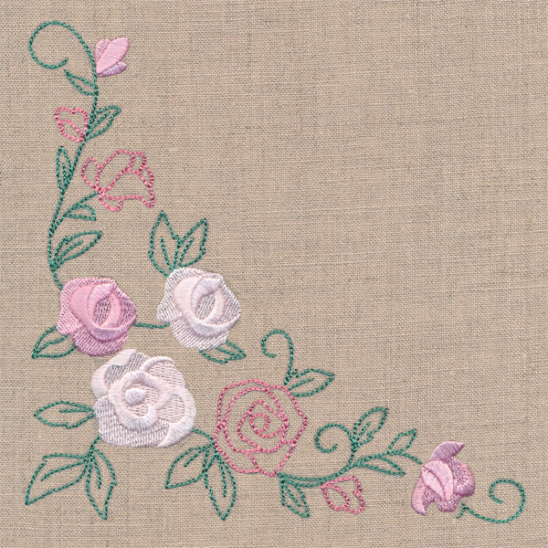 Delicate Rose Corner – Embroidery Library