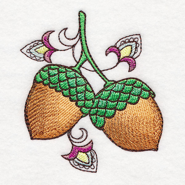 Autumn Jacobean Accent - Acorns – Embroidery Library