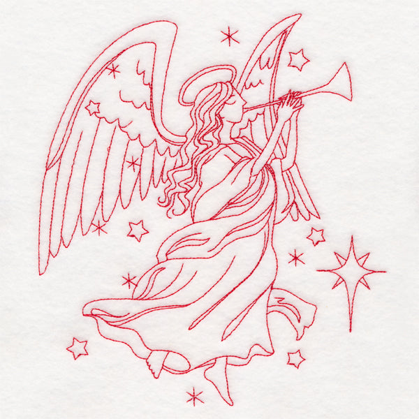 Holy Night Nativity - Angel (Redwork) – Embroidery Library