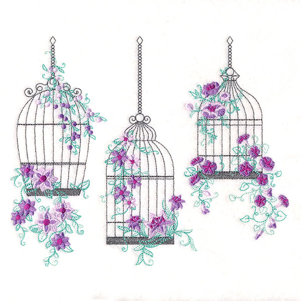 Delicate Birdcage Trio – Embroidery Library