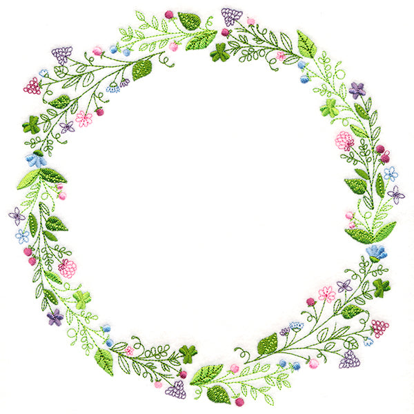 Woodland Wildflower Wreath – Embroidery Library