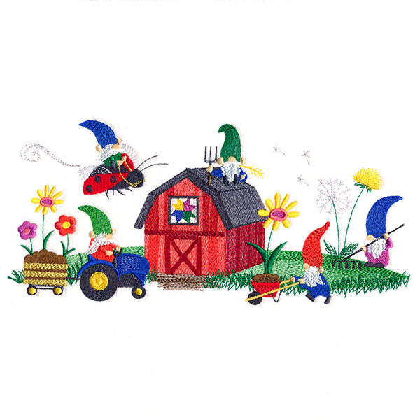 Gnomes on the Farm Border – Embroidery Library