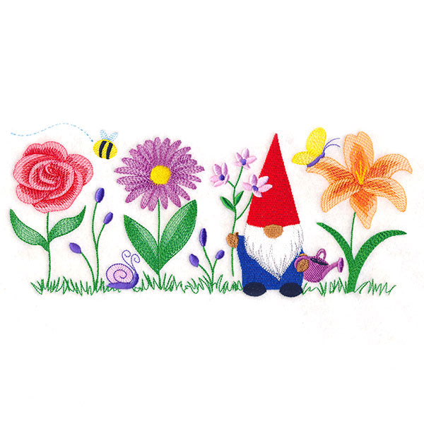 Garden Gnome Border – Embroidery Library