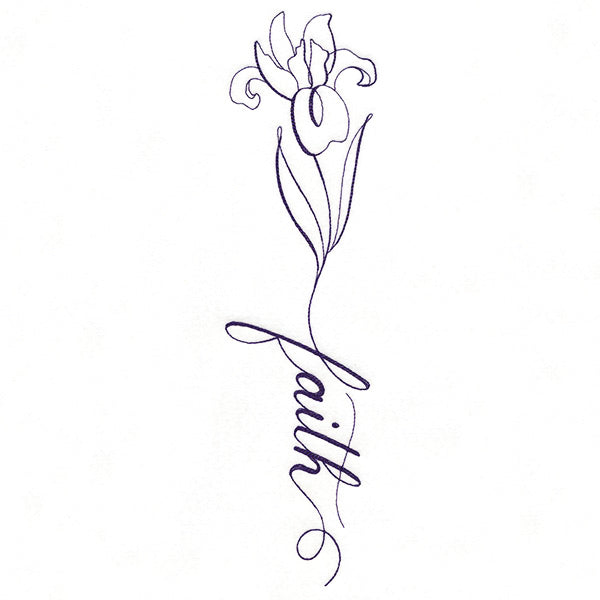 Blessed Calligraphy in Bloom - Iris – Embroidery Library
